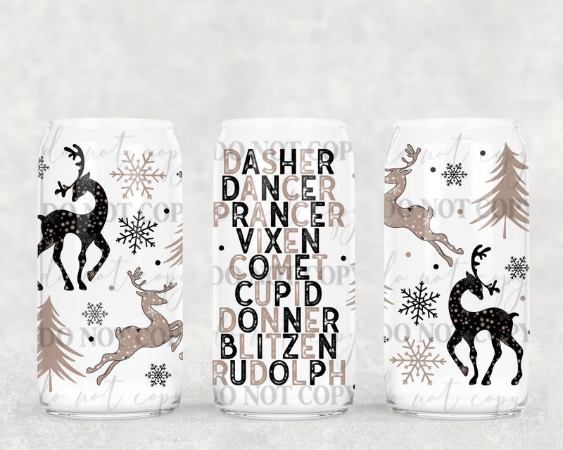Reindeer 16oz Glass Can Wrap PNG | DIGITAL DOWNLOAD | DIGITAL FILE ...