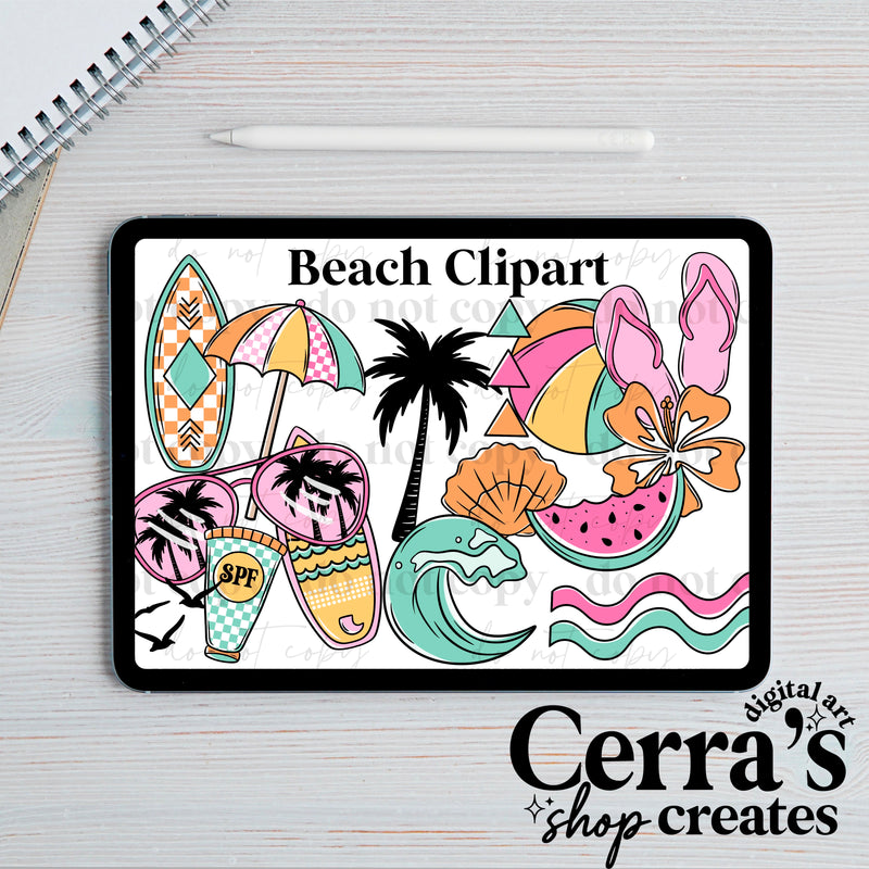 Beach Vibes Clipart set – Cerra's Shop Digital Designs