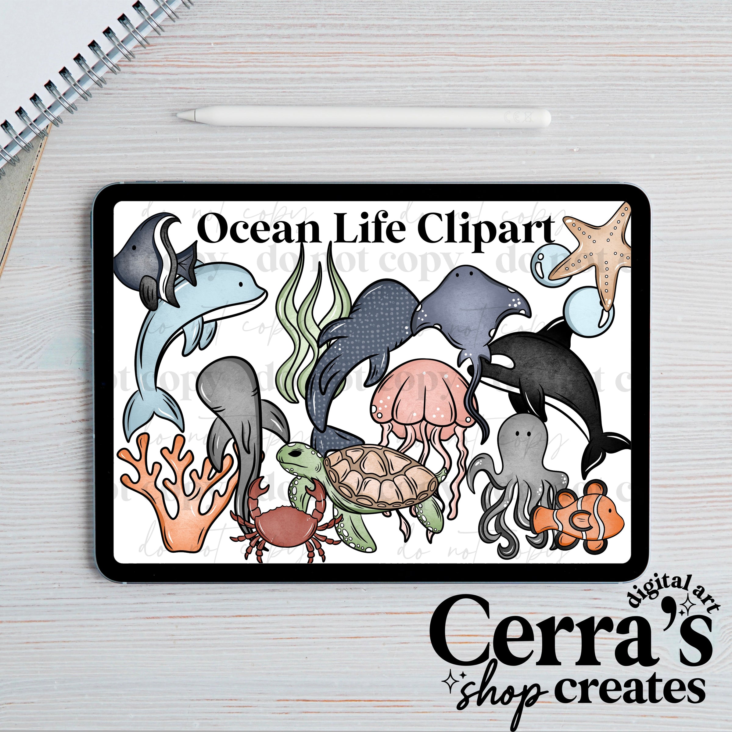 Ocean Life Clipart set – Cerra's Shop Digital Designs