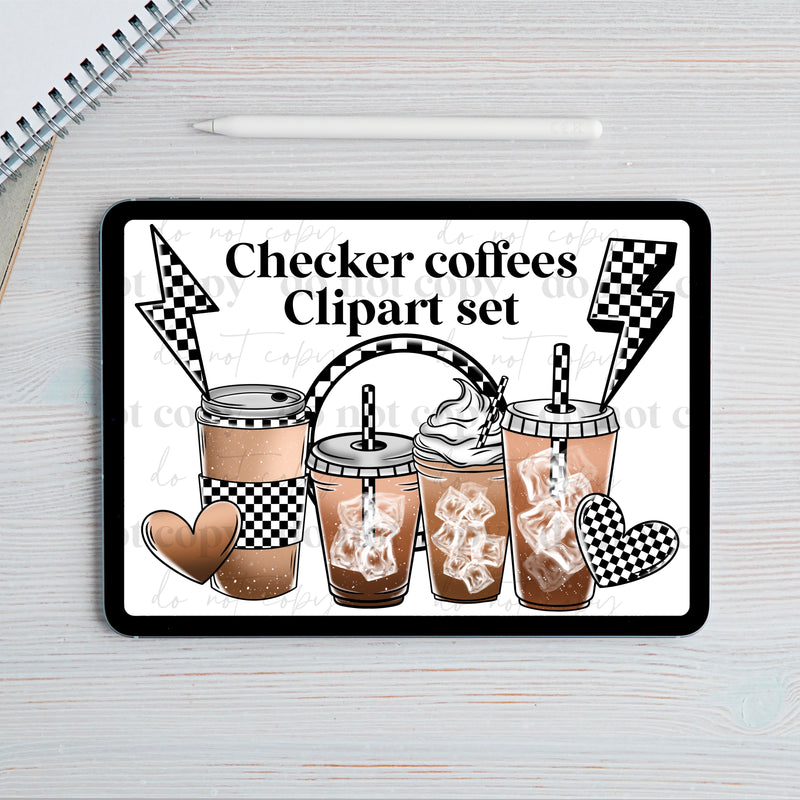 Checker coffee Clipart set – Cerra's Shop Digital Designs