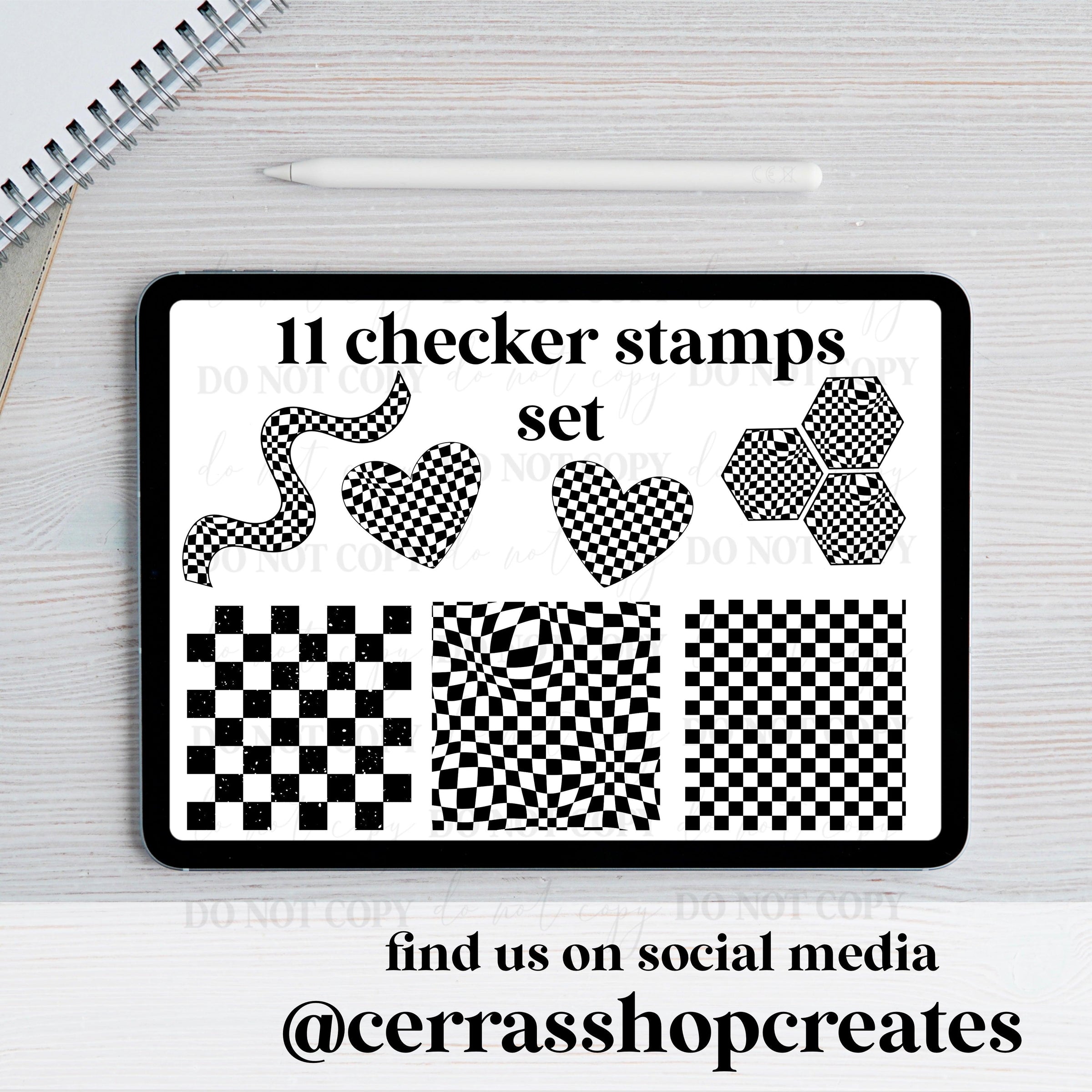 Checker Procreate Stamp Set – Cerra's Shop Digital Designs