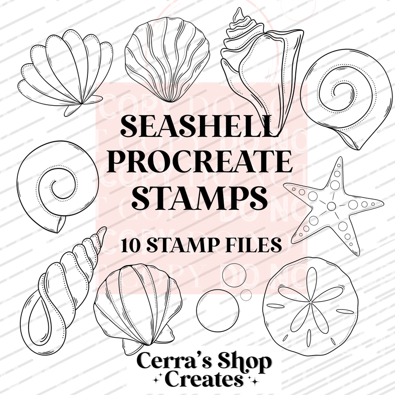 Seashell Procreate Brush Set – Cerra's Shop Digital Designs